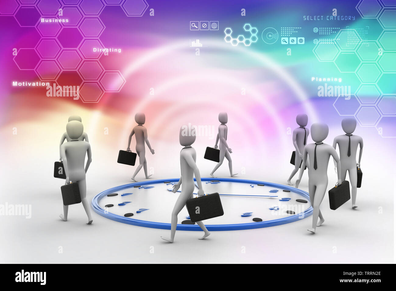 Business man walk around the clock Stock Photo - Alamy