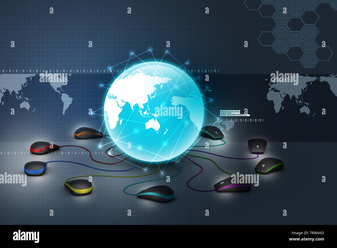 Globe connecting with computer mouse Stock Photo - Alamy