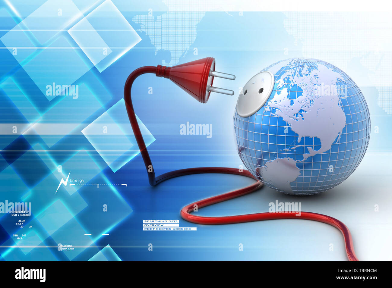 Planet Earth with electric cable Stock Photo - Alamy