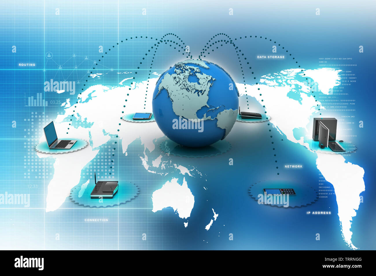 computer networking with globe Stock Photo - Alamy