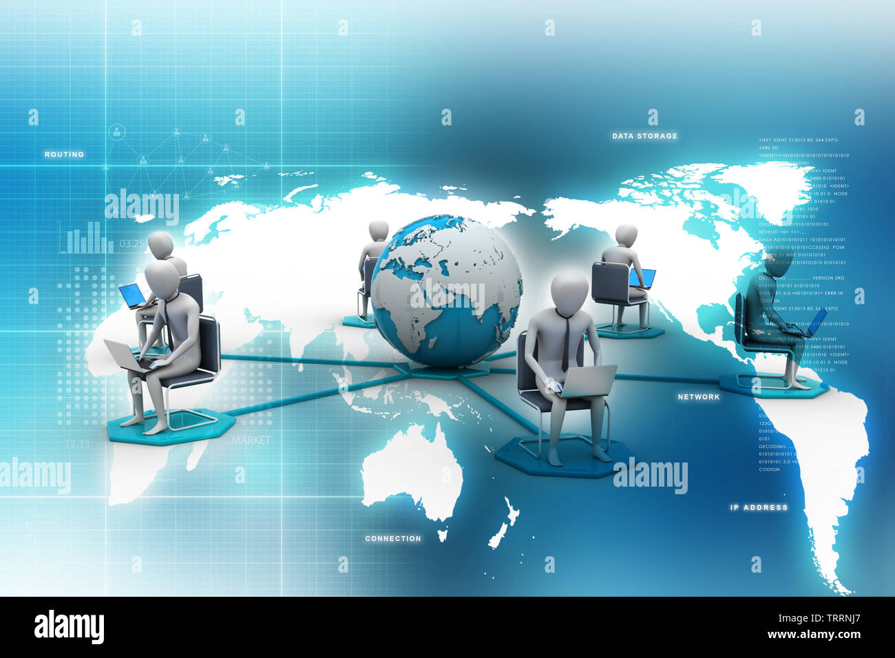 Networking people with globe Stock Photo - Alamy
