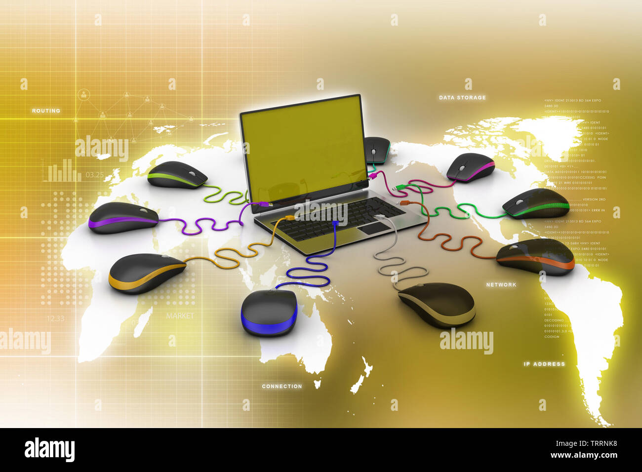 laptop computer around with mouse Stock Photo - Alamy