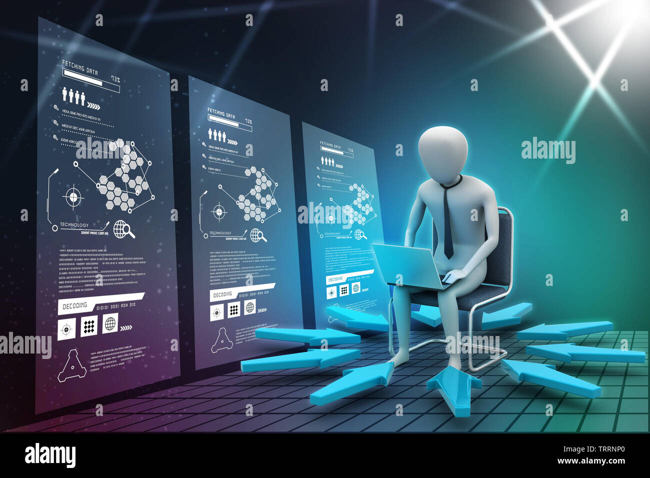 3d man working on laptop Stock Photo - Alamy