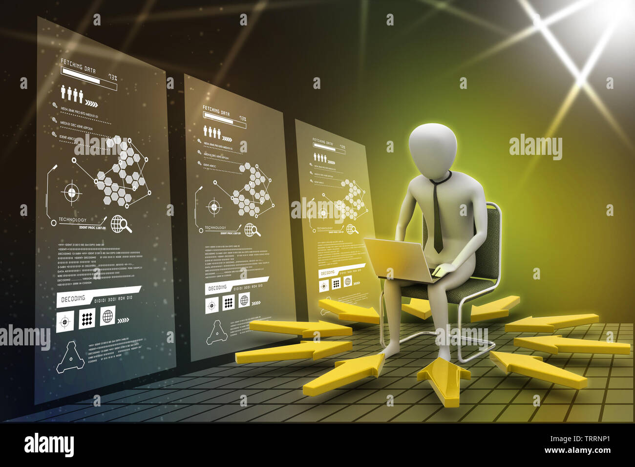 3d man working on laptop Stock Photo - Alamy