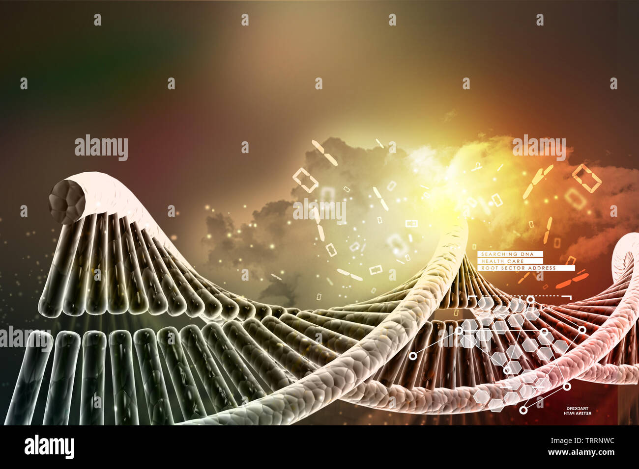 model of twisted chrome DNA chain Stock Photo - Alamy