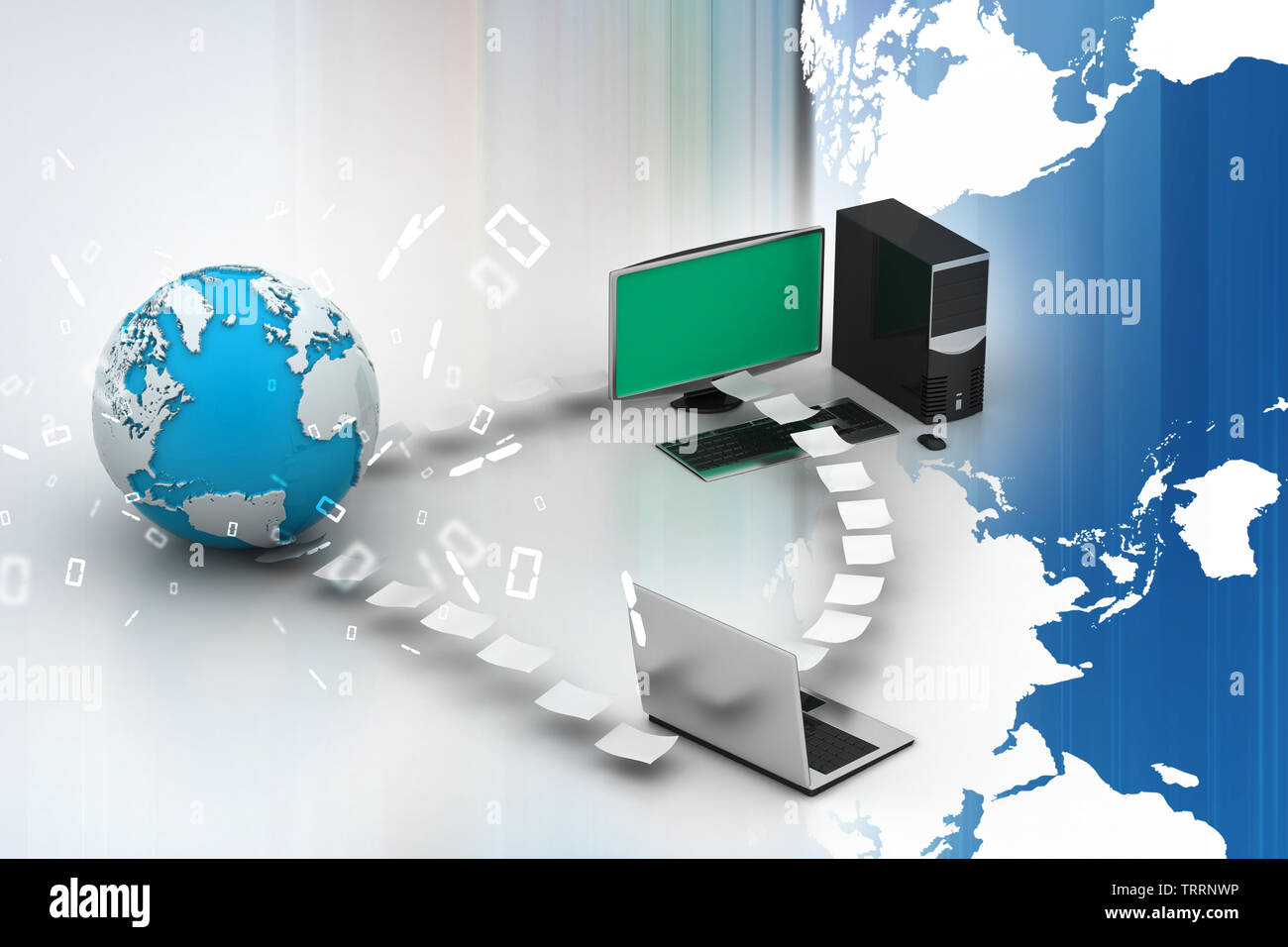 computer networking with globe Stock Photo - Alamy