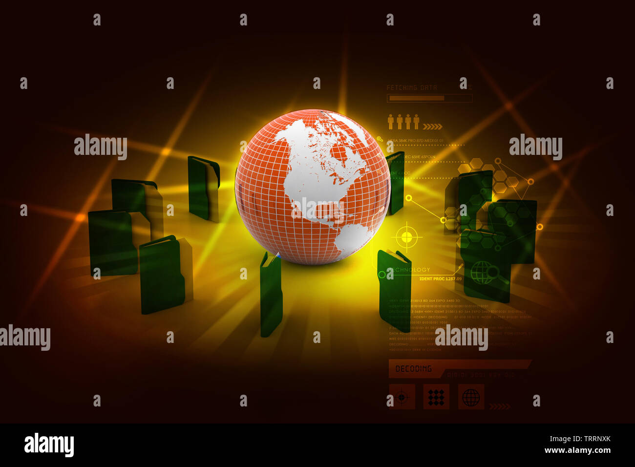 File folders around Earth Stock Photo - Alamy