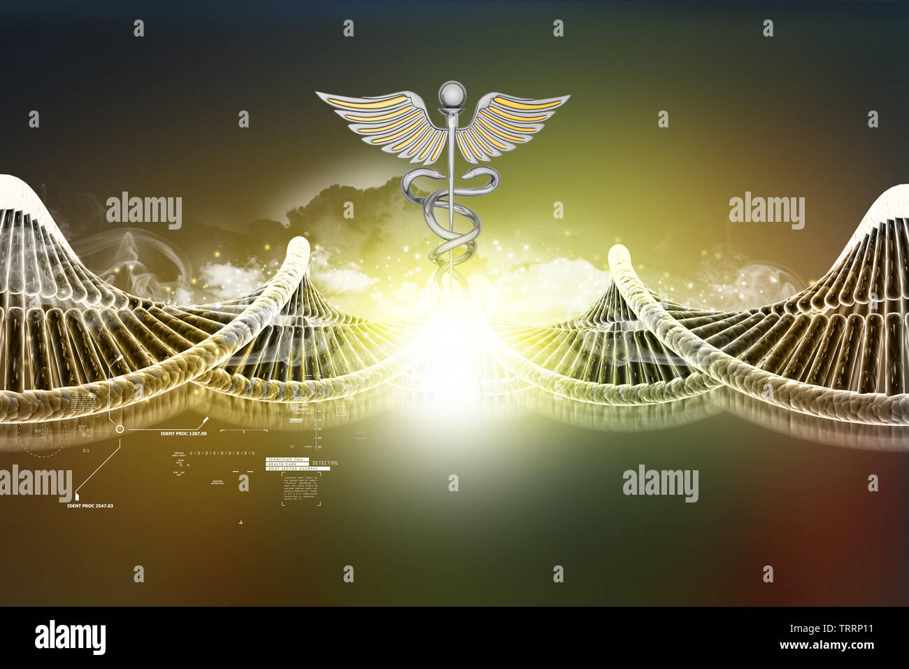 Dna and caduceus sign Stock Photo - Alamy