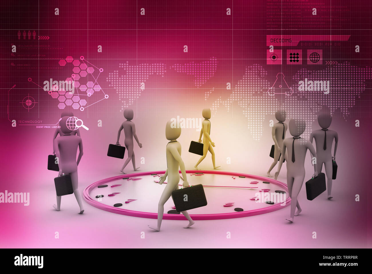 Business man walk around the clock Stock Photo - Alamy