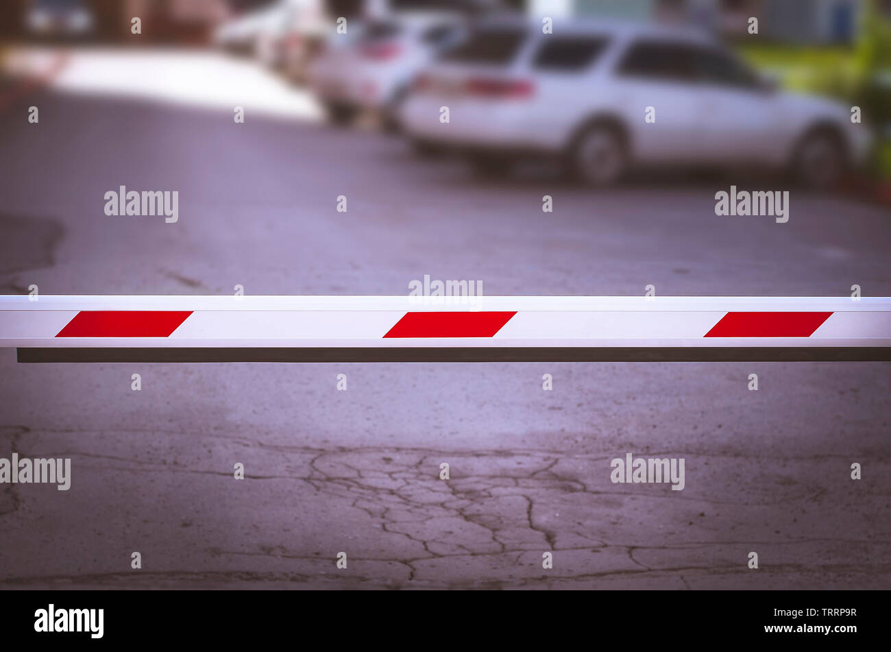White and Red Security Boom Barrier Gate at the Car Parking Lot for ...