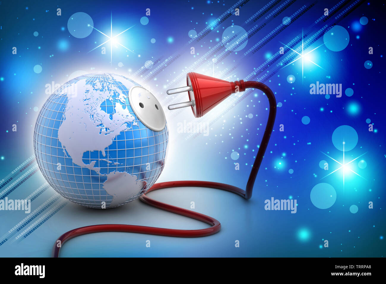 earth globe with power cable Stock Photo - Alamy