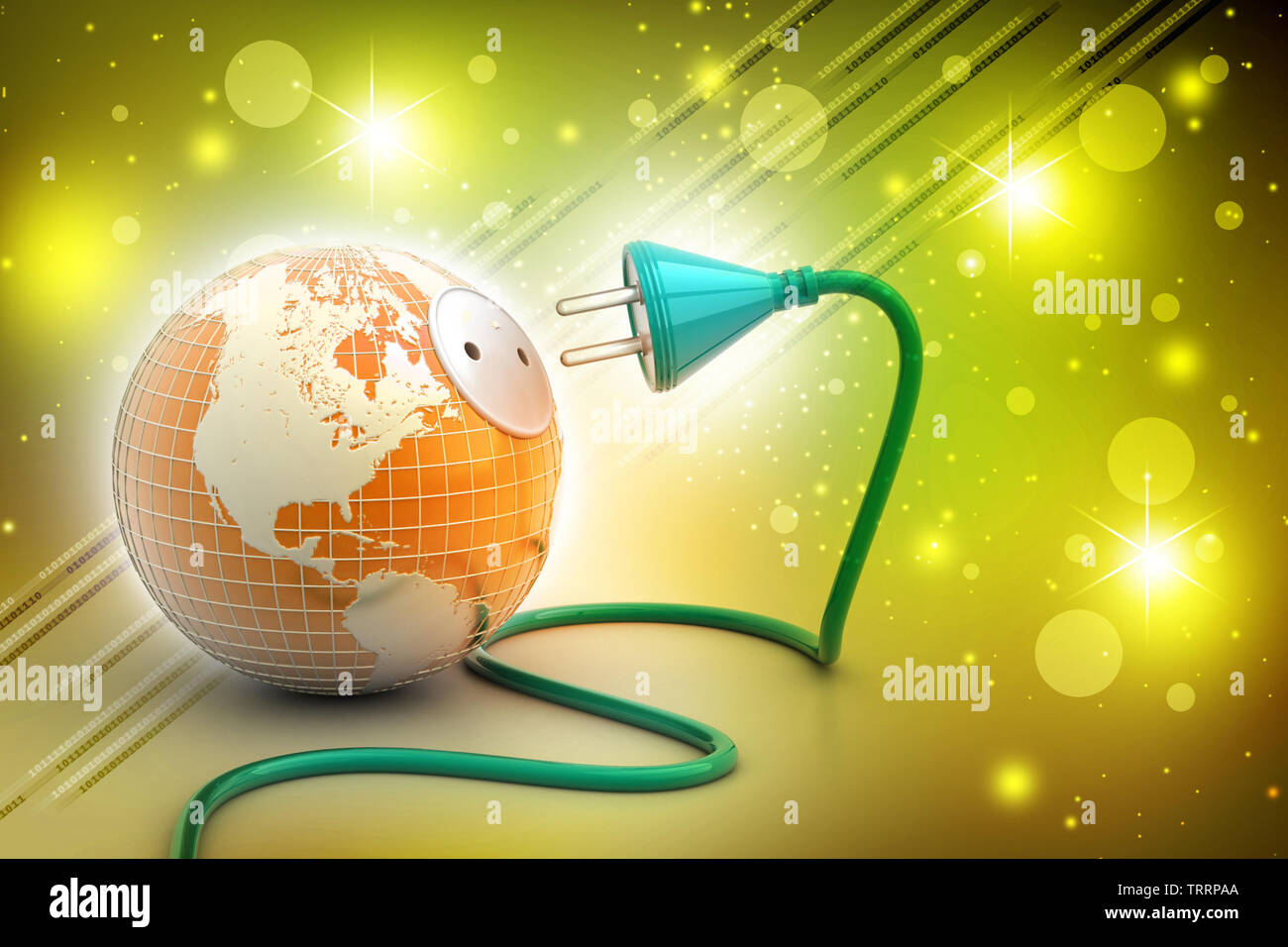 earth globe with power cable Stock Photo - Alamy