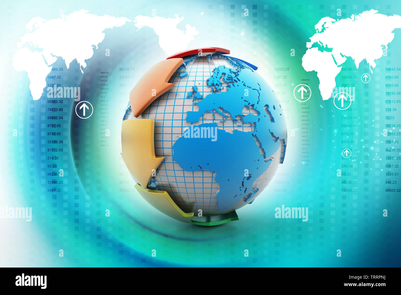 Earth with arrow circle around Stock Photo - Alamy