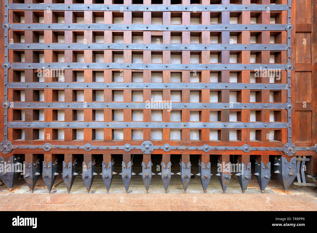 Antique wooden gates served as protection in antique castles and ...
