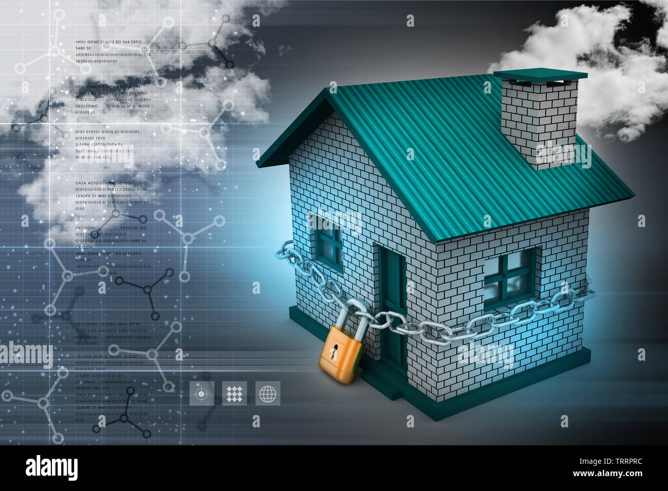 3d render house padlock hi-res stock photography and images - Alamy