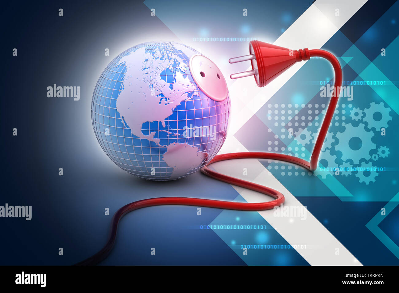 earth globe with power cable Stock Photo - Alamy