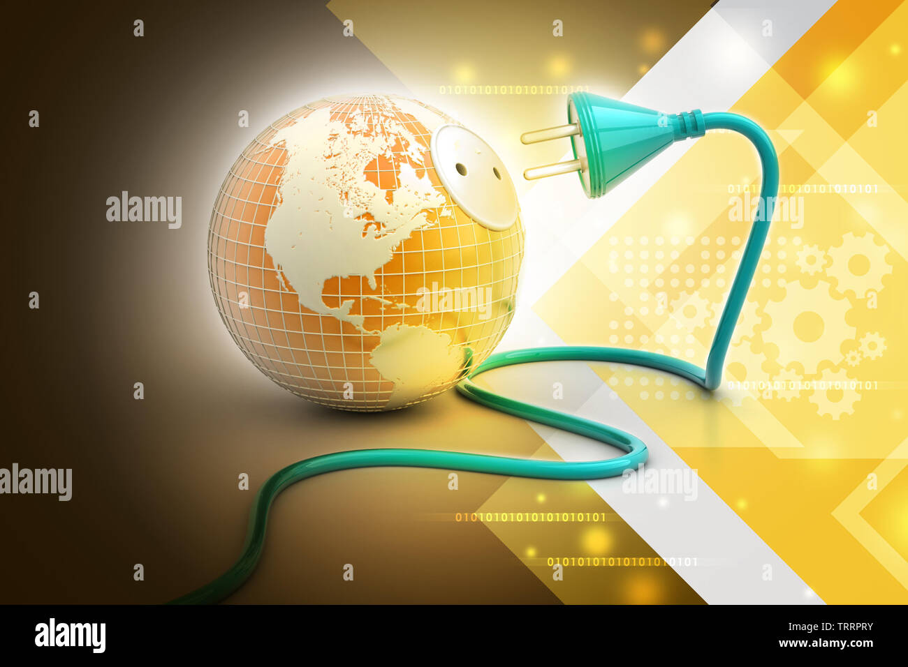 earth globe with power cable Stock Photo - Alamy
