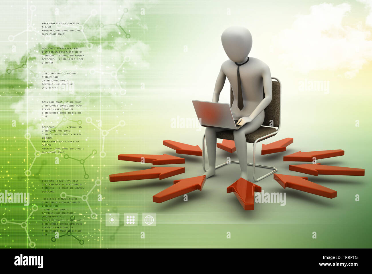 3d man working on laptop Stock Photo - Alamy