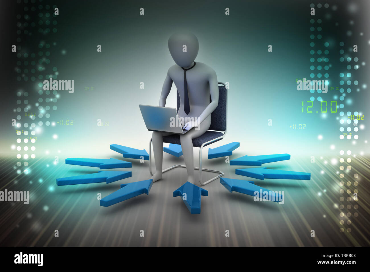 3d man working on laptop Stock Photo - Alamy