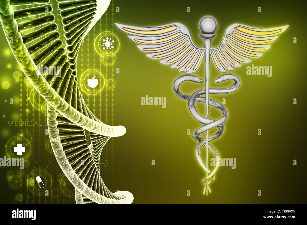 Dna and caduceus sign Stock Photo - Alamy