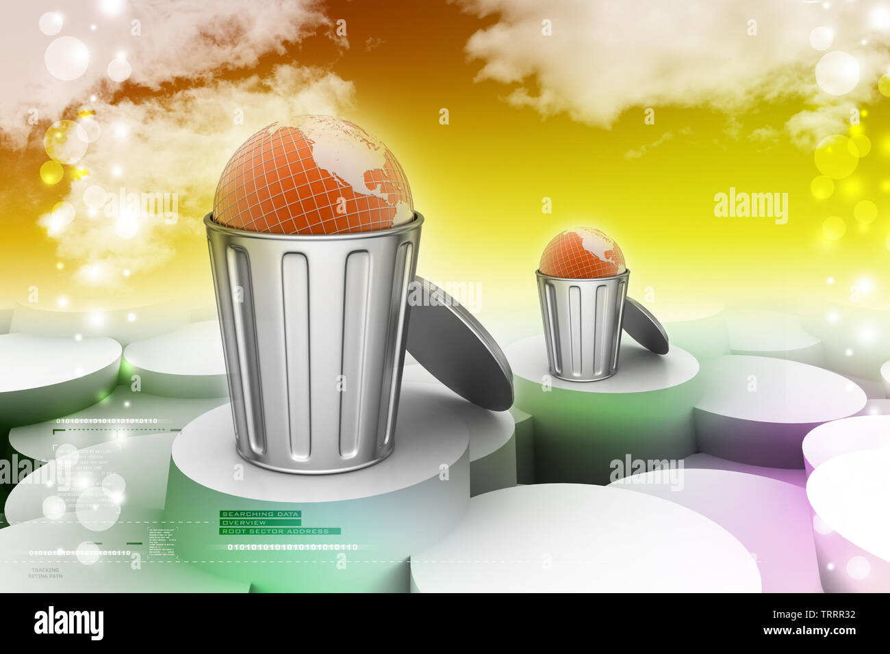 Globe in trash bin Stock Photo - Alamy