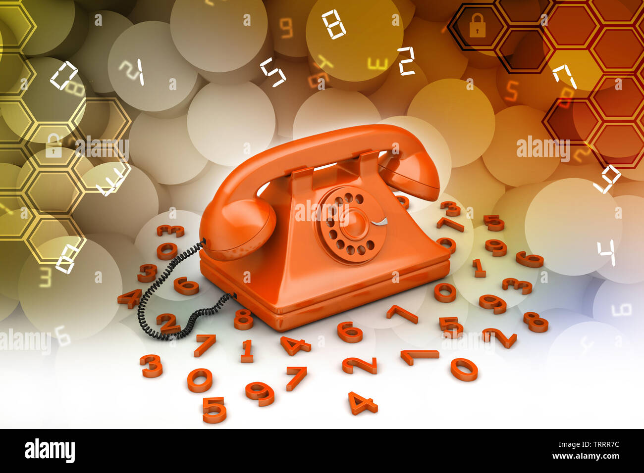 Old fashioned phone lock with key Stock Photo - Alamy