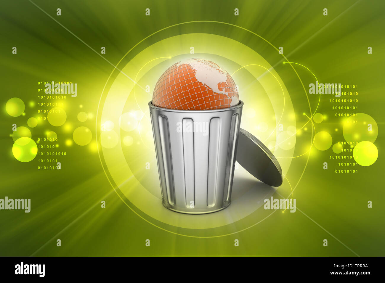 Globe in trash bin Stock Photo - Alamy