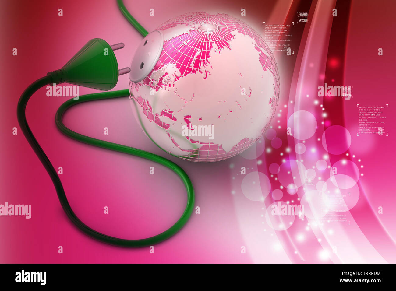 earth globe with power cable Stock Photo - Alamy