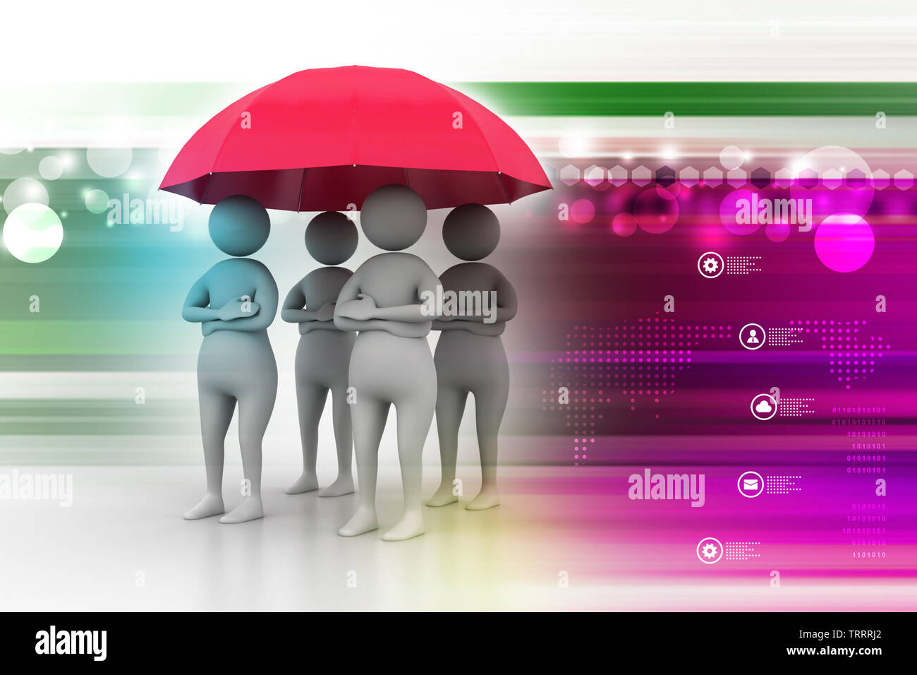 3d people under an umbrella, team work concept Stock Photo - Alamy