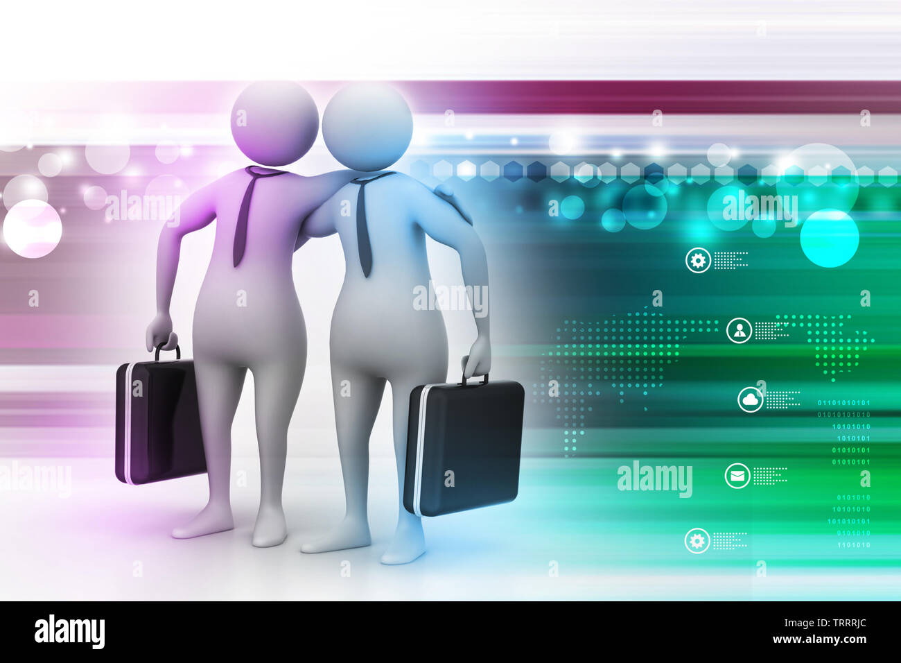 Two business people communicate together Stock Photo - Alamy