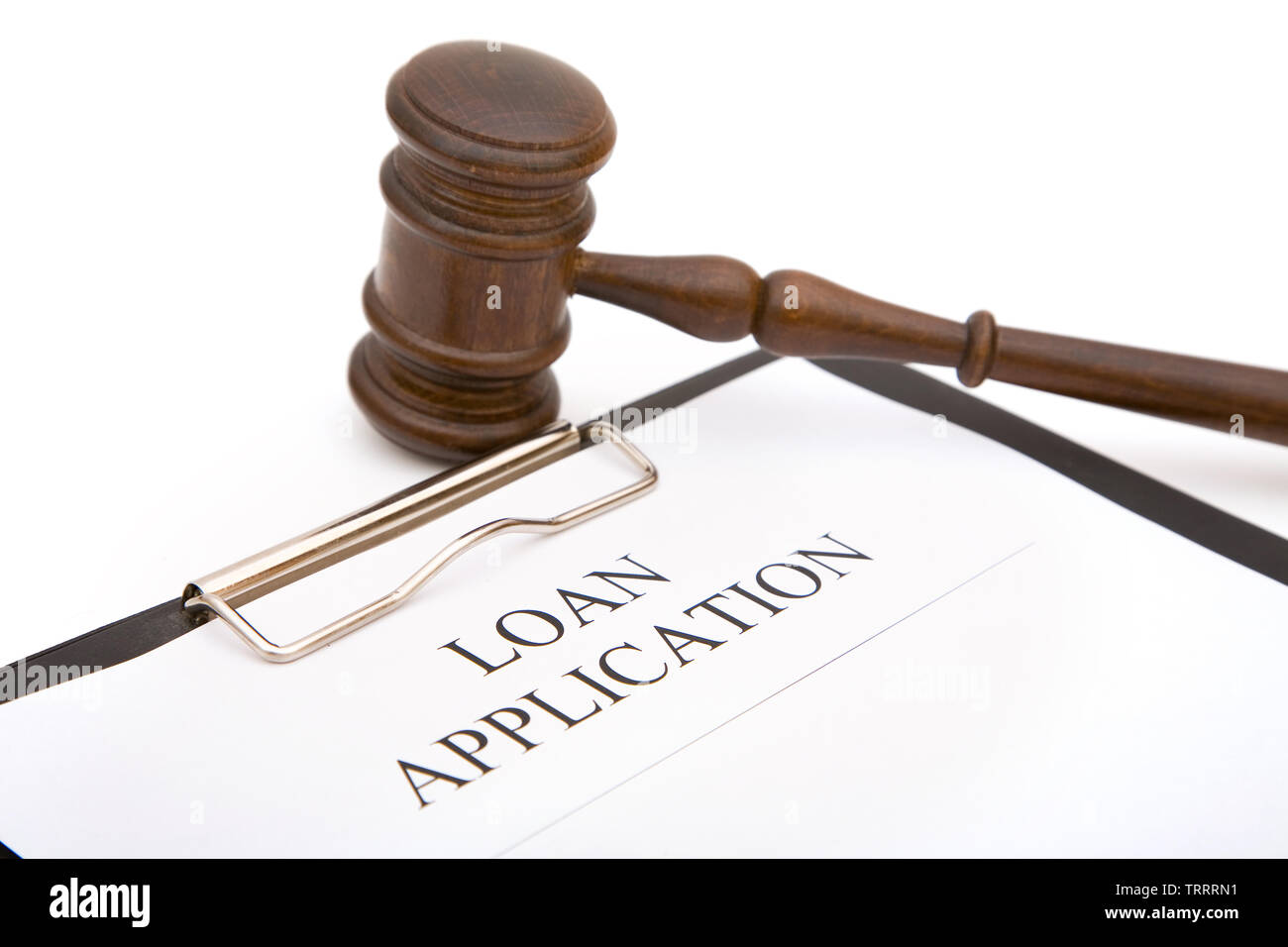 loan application form close up with gavel on white Stock Photo - Alamy