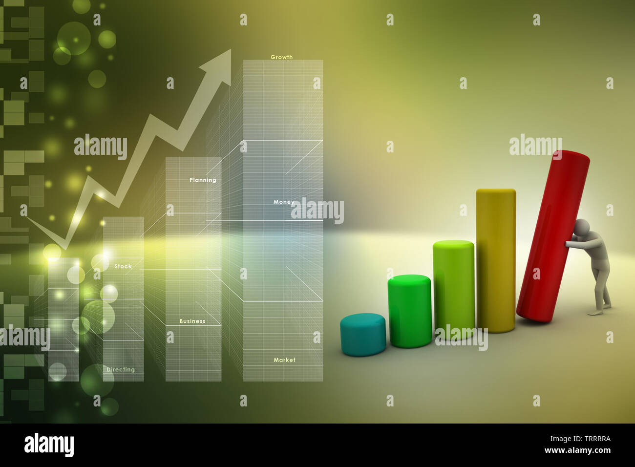 Business man pushing graph chart Stock Photo - Alamy