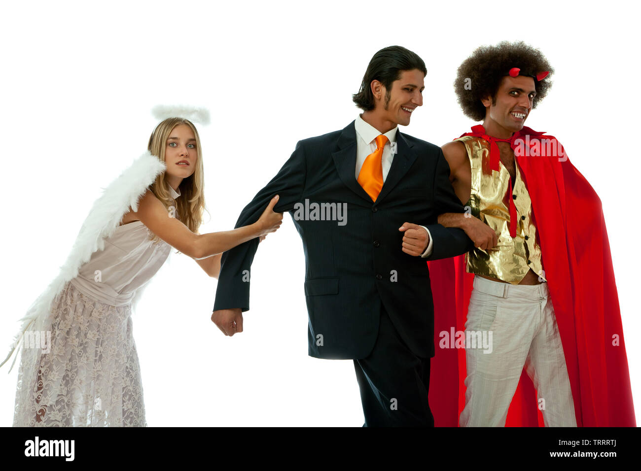 Angel and devil fighting hi-res stock photography and images - Alamy