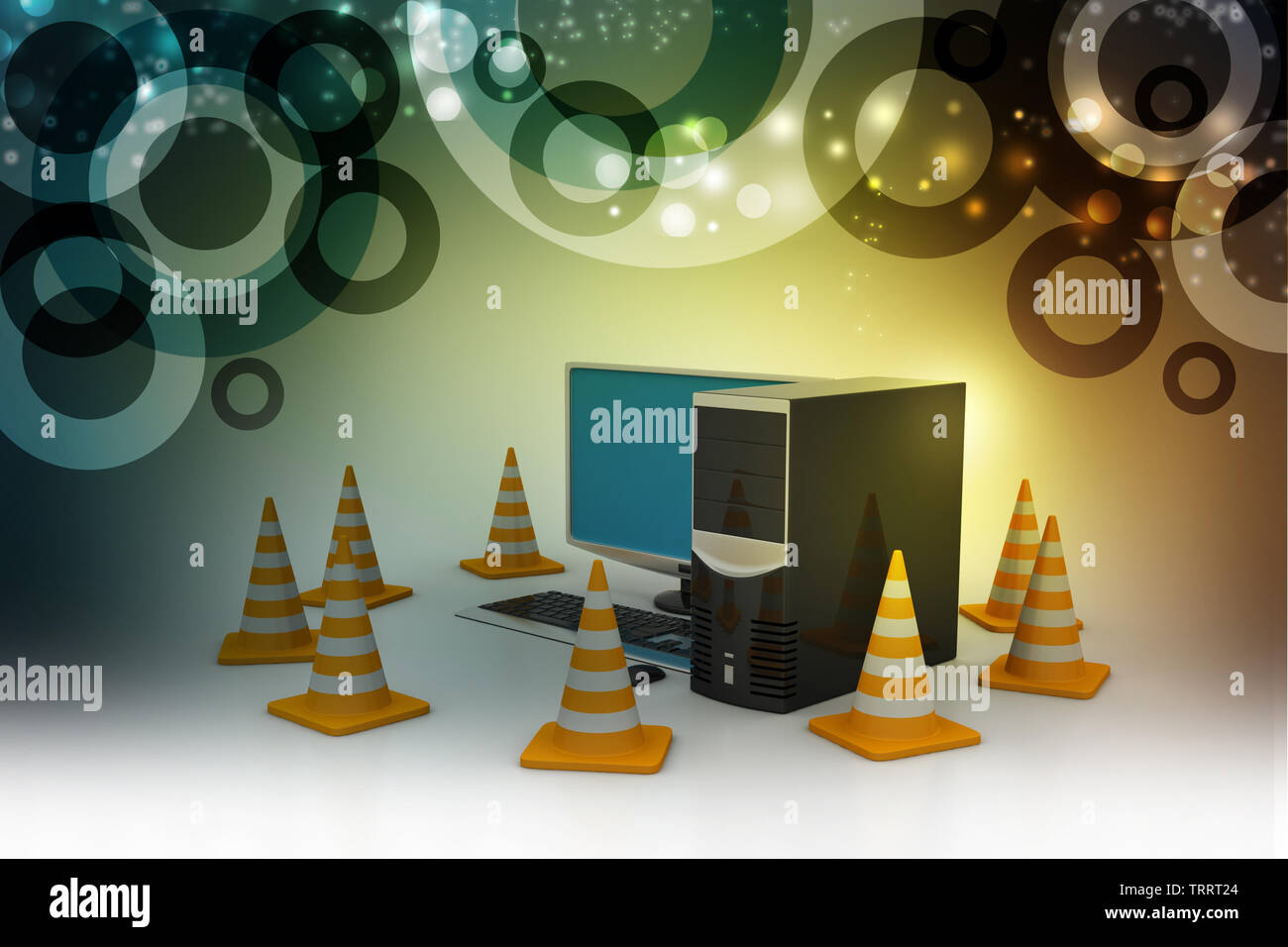 Computer with traffic sign Stock Photo - Alamy