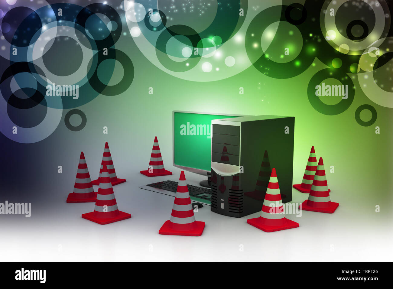 Computer with traffic sign Stock Photo - Alamy