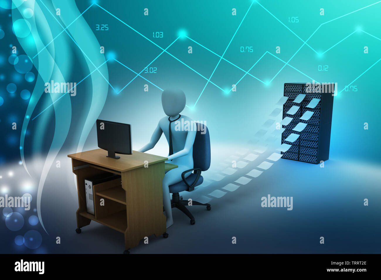 3d clerk working in the office Stock Photo - Alamy