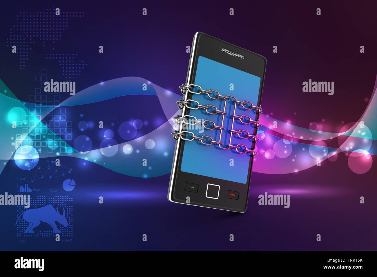 Smart phone with chain, safety concept Stock Photo - Alamy