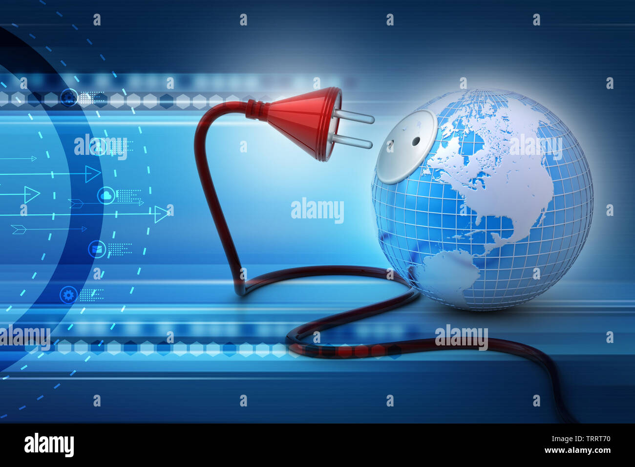 earth globe with power cable Stock Photo - Alamy