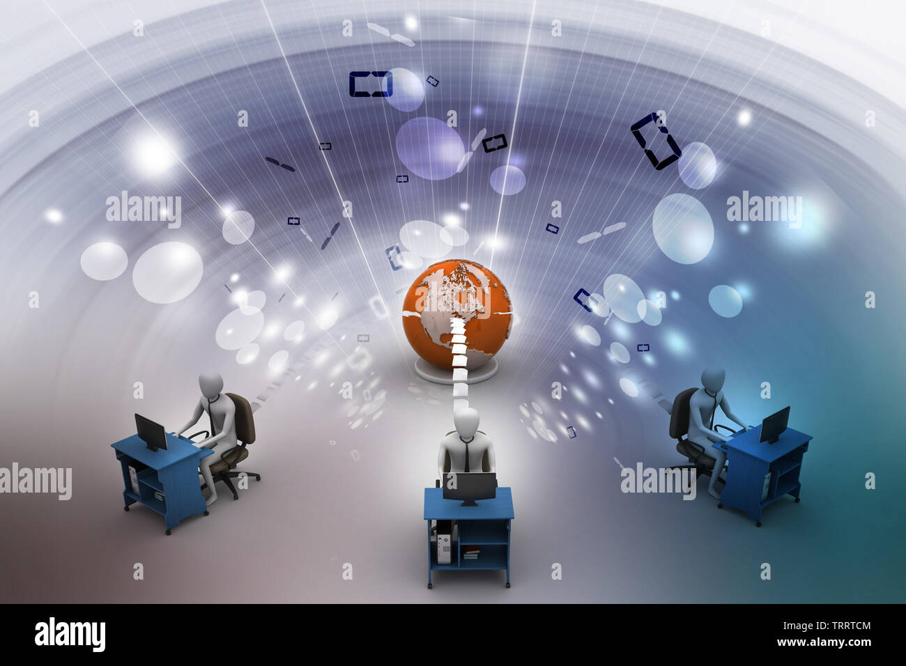 Networking people with globe Stock Photo - Alamy