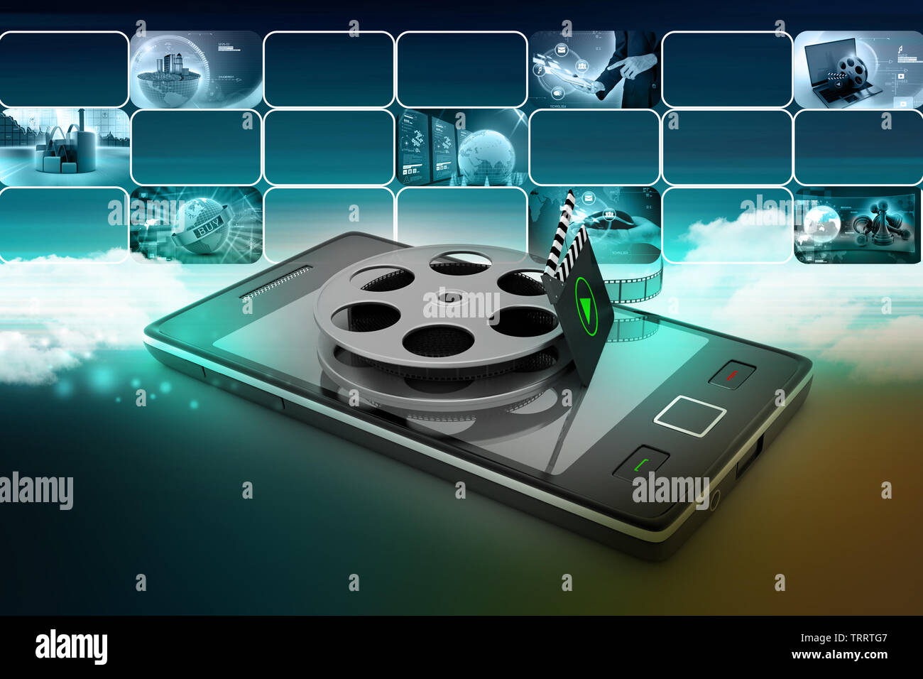 Smart phone with reel Stock Photo - Alamy