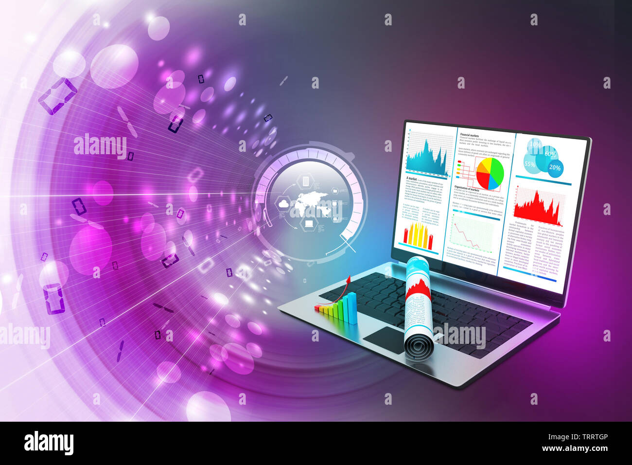 Laptop showing a financial report Stock Photo - Alamy