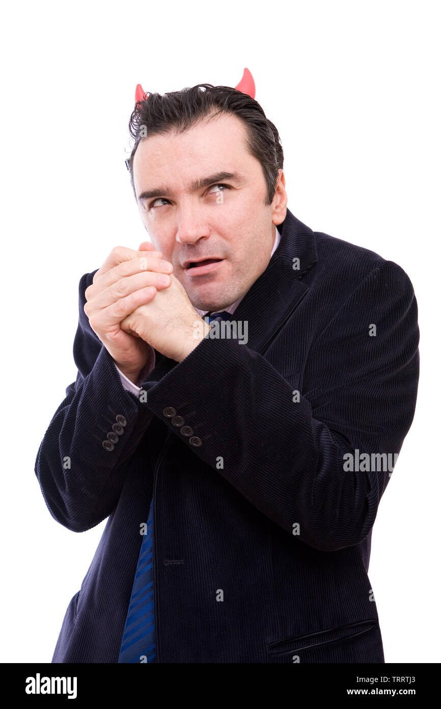 evil businessman planning some bad things to do Stock Photo - Alamy