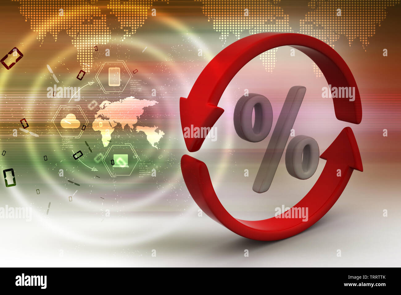 Percentage sign with arrow Stock Photo - Alamy