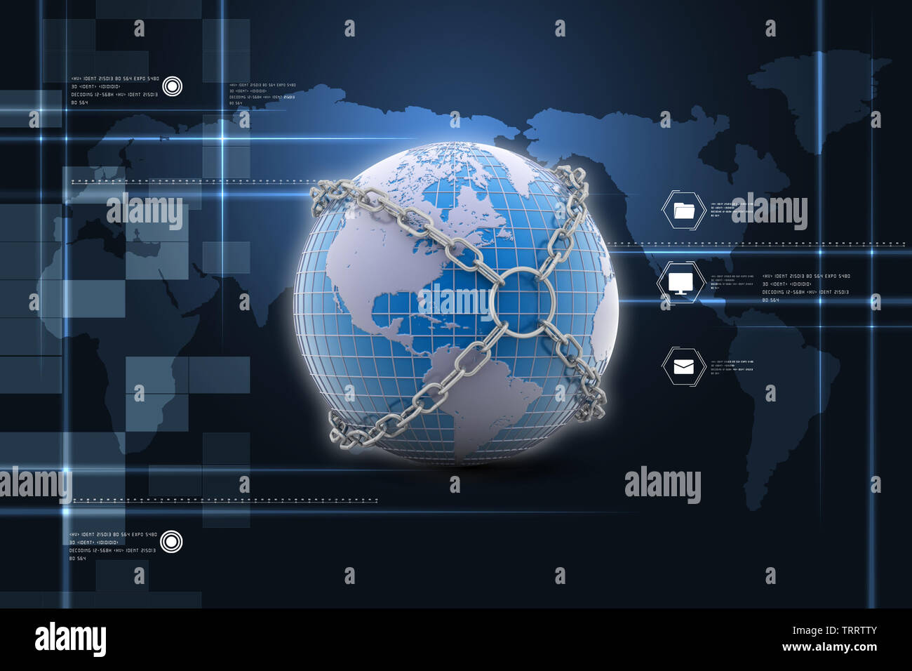 Earth globe close in chain Stock Photo - Alamy