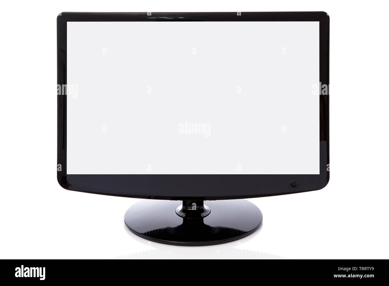 high tech computer lcd close up on white background with copy space ...