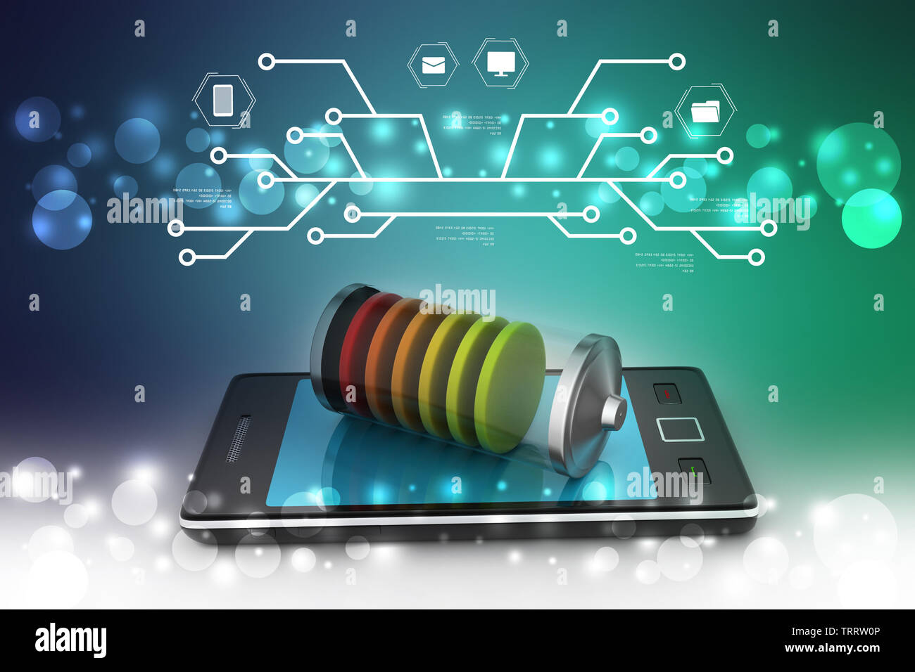 Smart phone charging with battery Stock Photo - Alamy