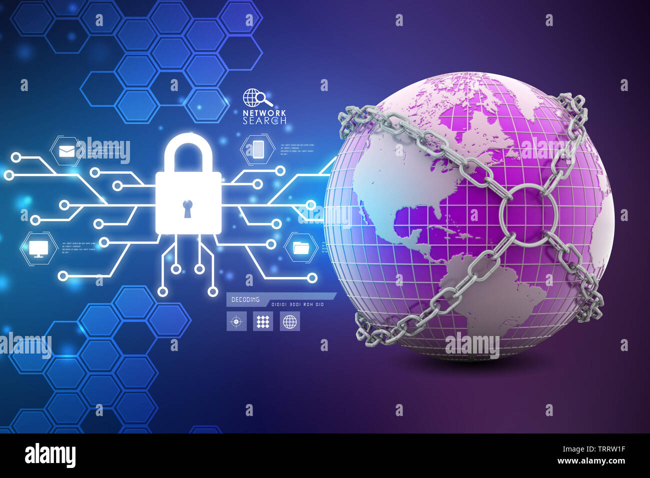 Earth globe close in chain Stock Photo - Alamy