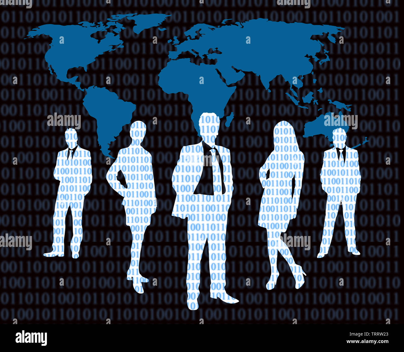 cyber business concept with business people and world map Stock Photo ...