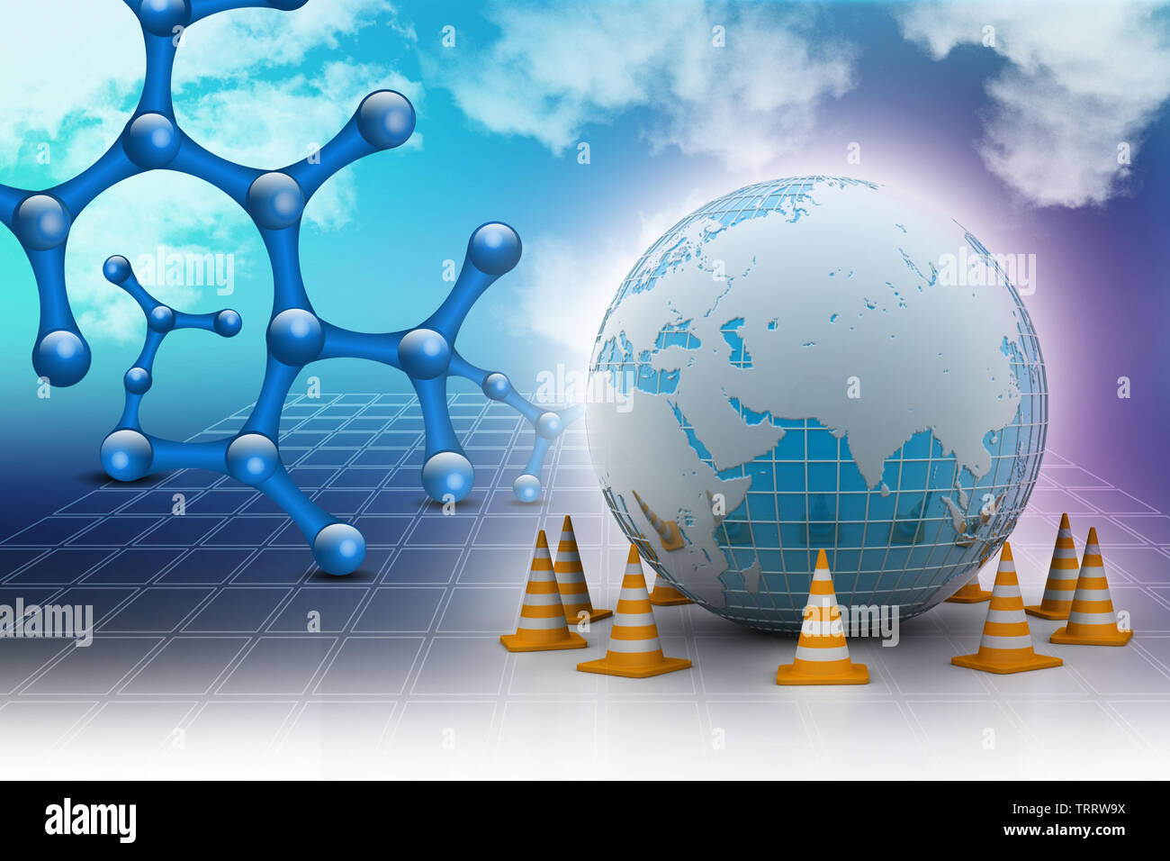 Globe and traffic cone Stock Photo - Alamy