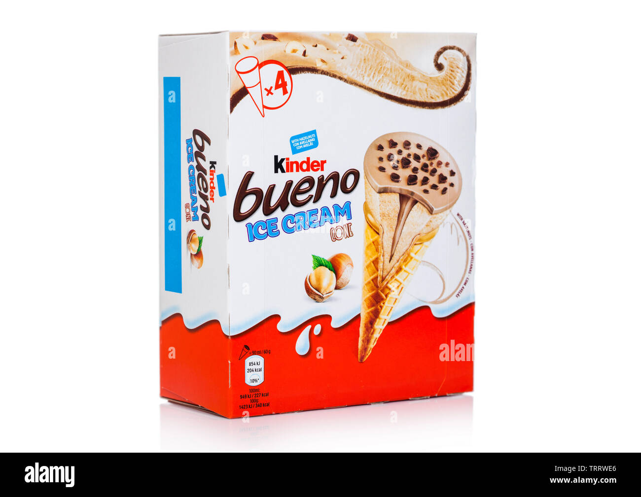 LONDON, UK - JUNE 05, 2019: Box of Kinder Bueno chocolate ice cream ...